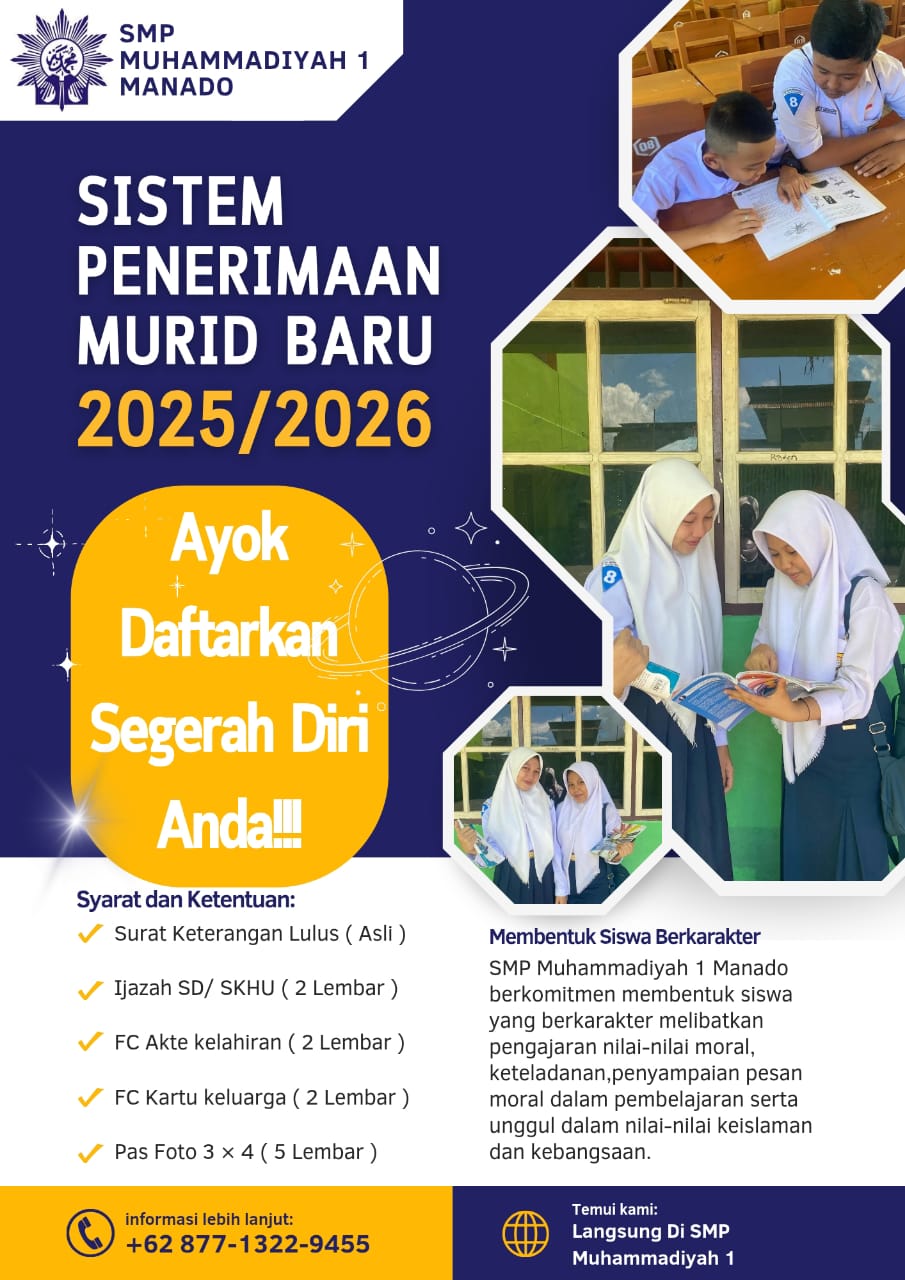 SMP Muhammadiyah 1 Manado Membuka Sistem Penerimaan Murid Baru (SPMB) Tahun Ajaran 2025/2026 ...